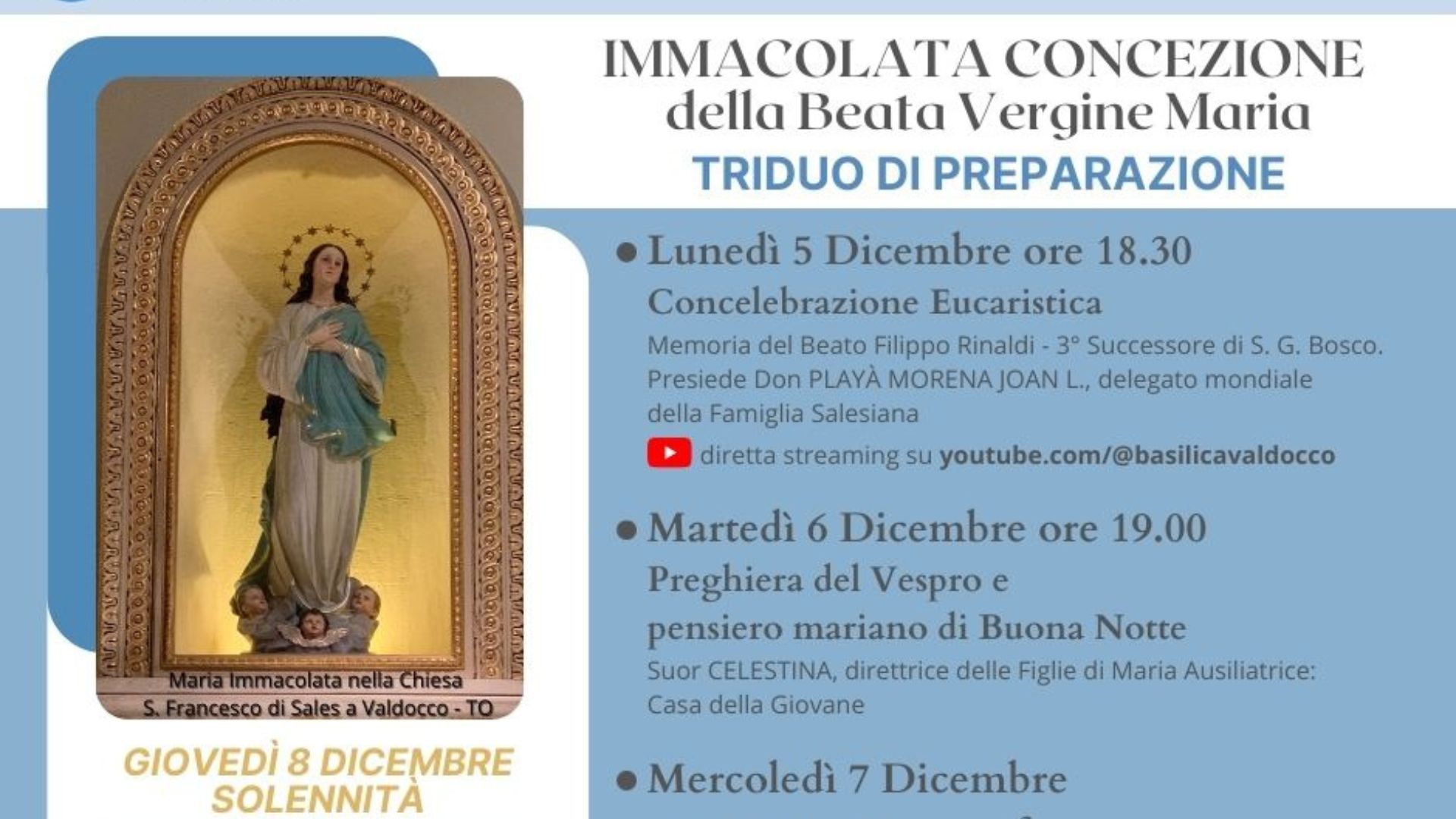 Immacolata Concezione: Triduo di preparazione - Valdocco - Maria ...